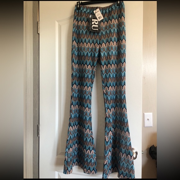 RU Apparel | Pants & Jumpsuits | Ru Apparel Blue Brown Marley Palazzo ...